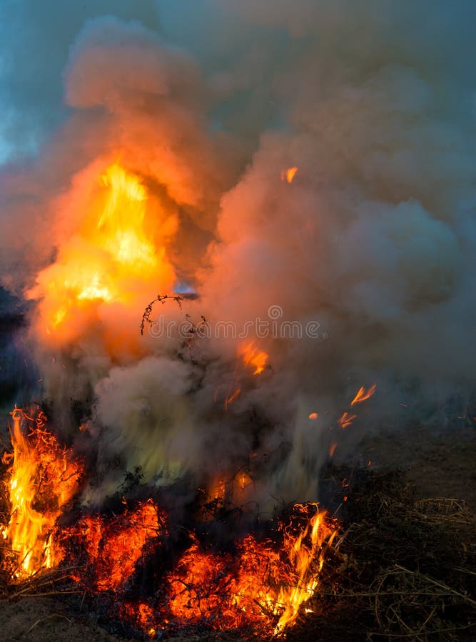 Big fire in the village stock image. Image of firewood - 44517683