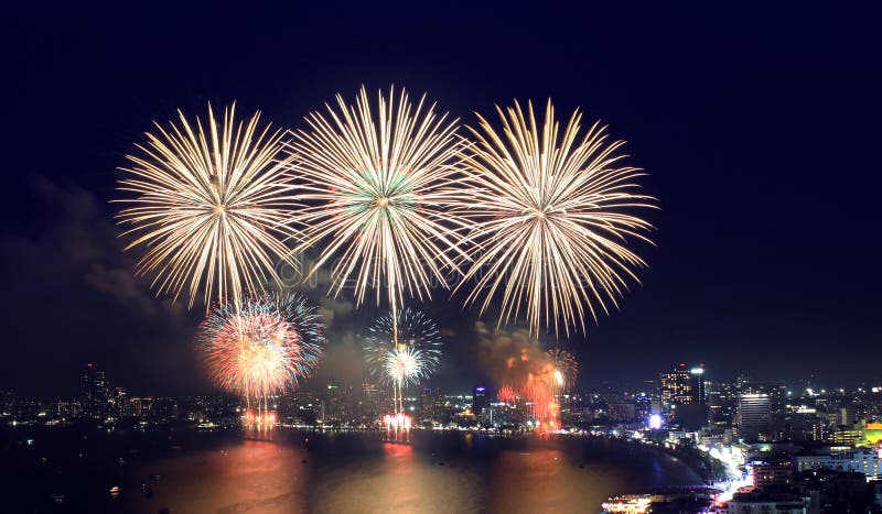 Big firework over the sea stock photo. Image of celebrate - 81692002