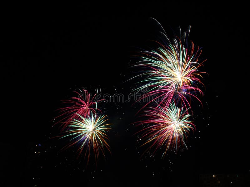 Fireworks and Christmas Tree Stock Image - Image of trails, spectacular ...