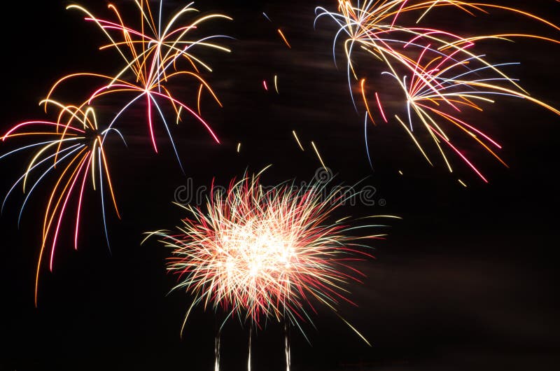 Big Fireworks with Multiple Colors Stock Illustration - Illustration of ...