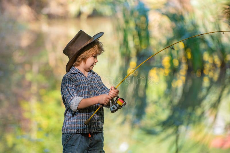 Big Fish. Catch. Boy Fisherman Caught a Big Fish. Surprise Stock Image ...