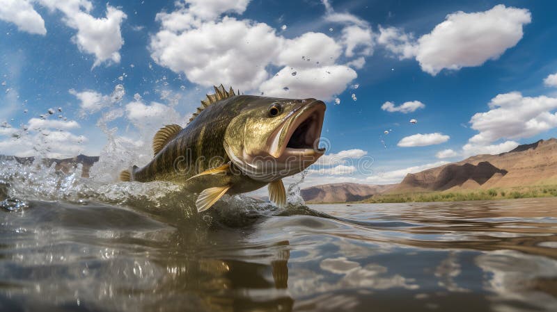 Big Fish Jumping Out of the Water Stock Illustration - Illustration of ...