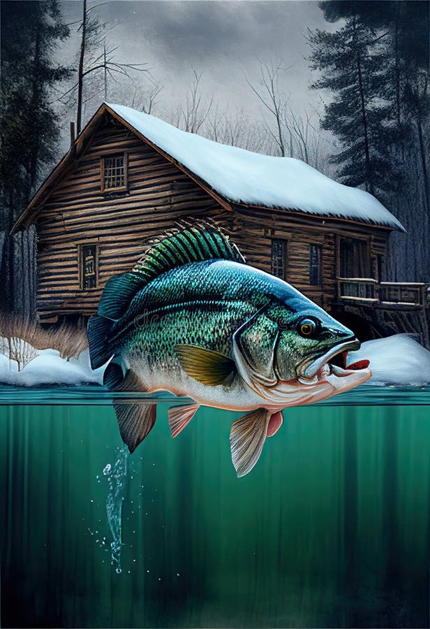 A Big Fish Swimming in the Cold Turquse Winter Months. Ai Generative ...