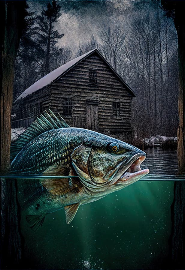 A Big Fish Swimming in the Cold Turquse Winter Months. Ai Generative ...