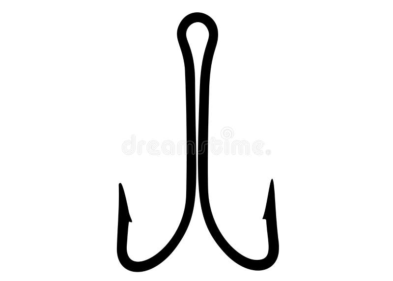 Big fishing double hook. stock vector. Illustration of graphics - 229428769