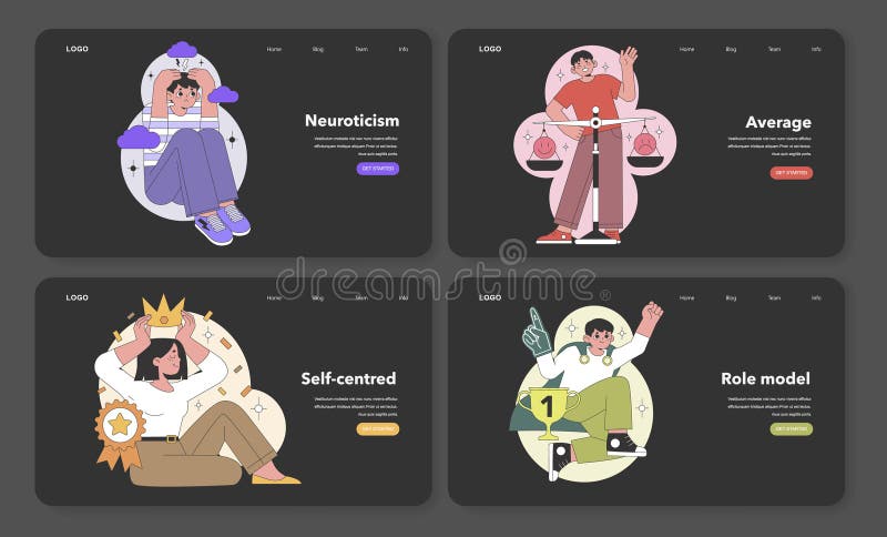 Big Five Personality Traits Interface Design. Flat Vector Illustration ...