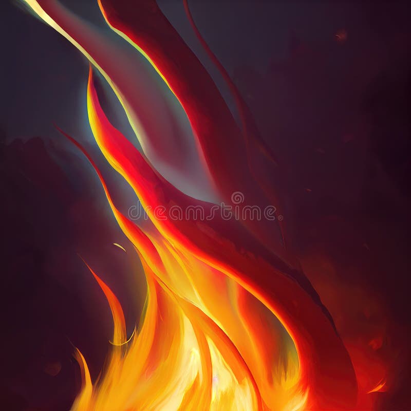 Big Flame Illustration Going into Sky, Ai Generated Image Stock ...