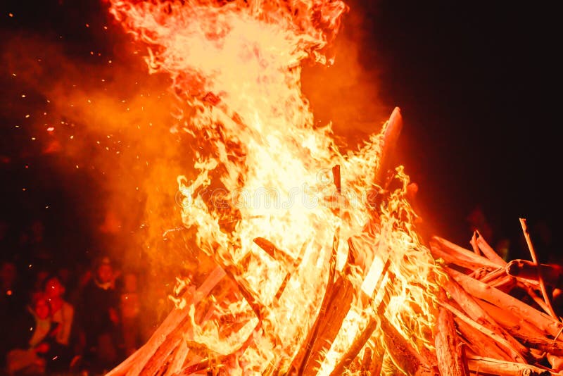 Big Flames on Field during Fire Stock Photo - Image of dried, close ...