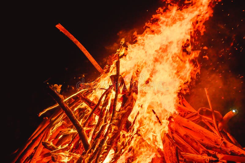 Big Flames on Field during Fire Stock Photo - Image of dried, close ...