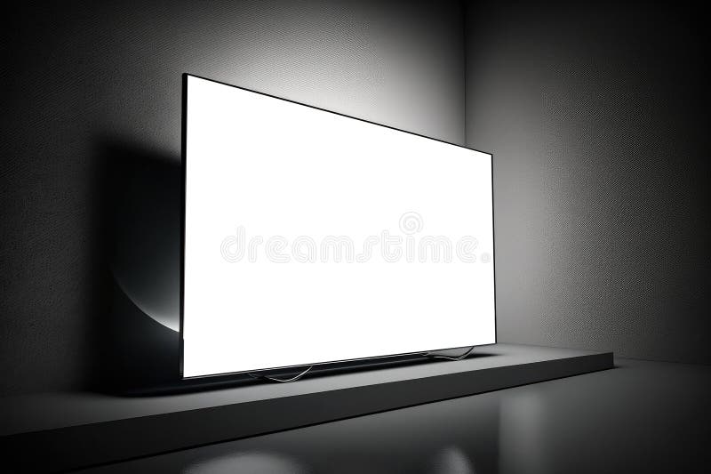 Big Flat Mockup TV Screen in Modern Minimal Interior. Created with ...