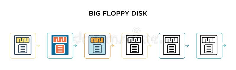 Big Floppy Disk Vector Icon in 6 Different Modern Styles. Black, Two ...