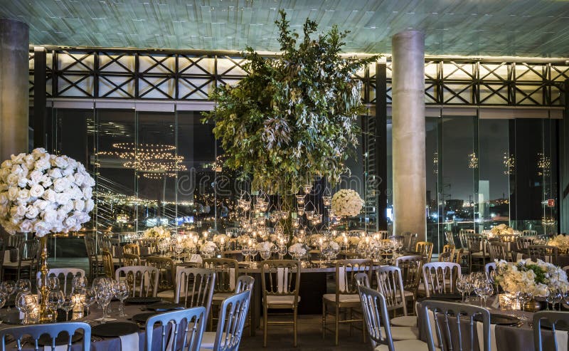 Decorative Event Table Flower Arrangement Stock Image - Image of event ...