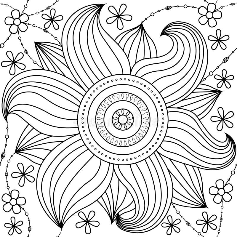 Big Flower Pattern Coloring Stock Vector - Illustration of antistress ...