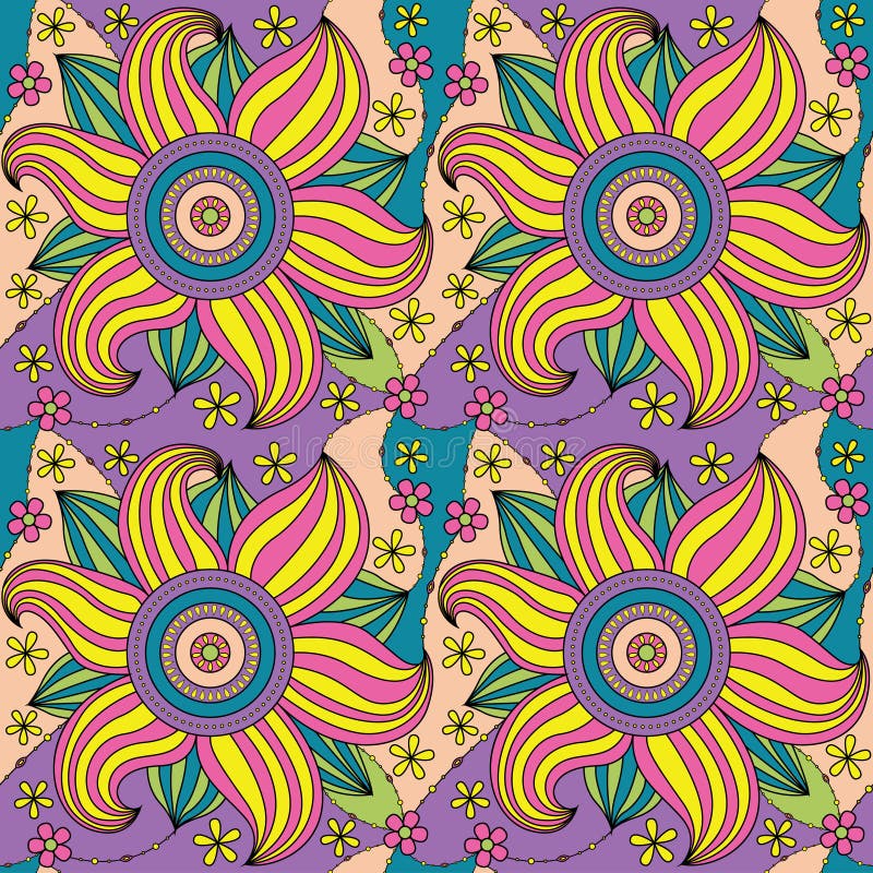 Big Flowers Pattern Colorful Stock Vector - Illustration of decoration ...