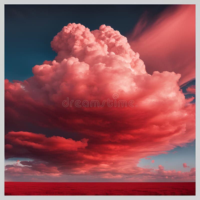 Big Fluffy Red Clouds in the Sky Stock Illustration - Illustration of ...