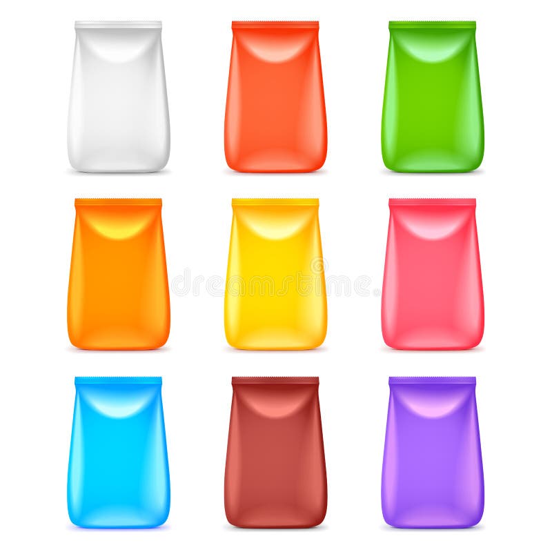 Big Food Packaging Colorful Template 3d Vector Set Stock Illustration ...