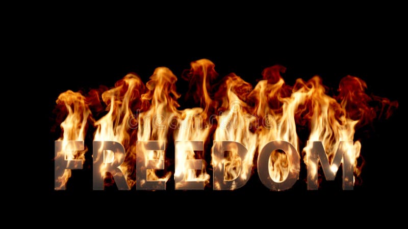 Big Freedom Word with Medium Fire on Black Stock Illustration ...