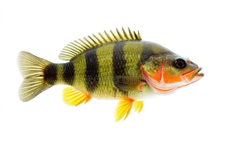 Large Freshwater Perch with Greenish Body and Stripes Isolated on a ...