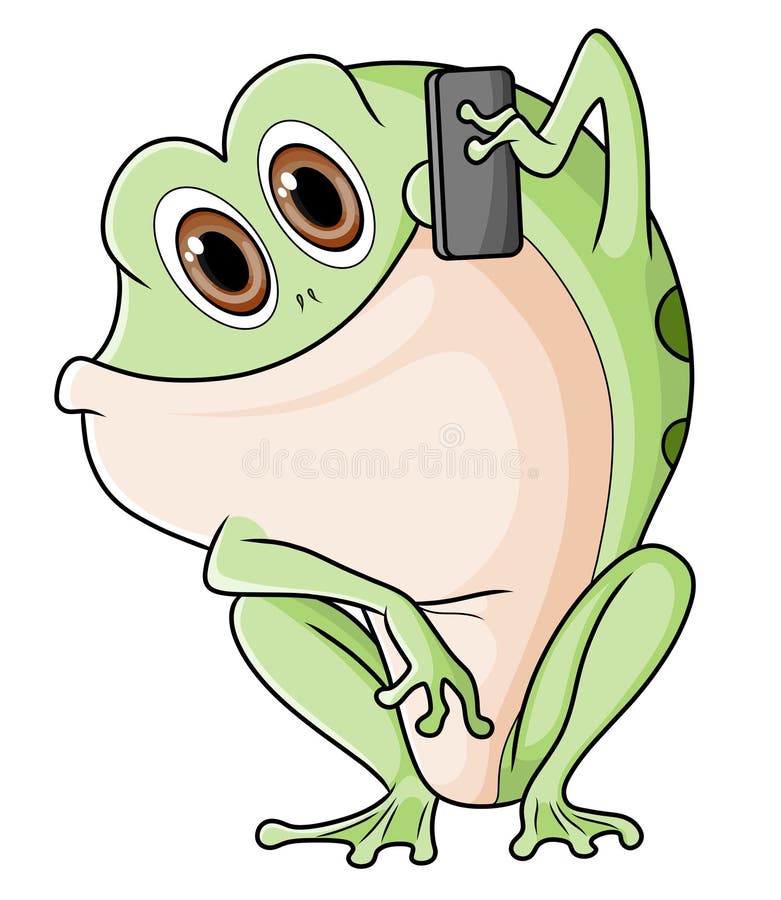 The Big Frog is Calling with the Smartphone Stock Vector - Illustration ...