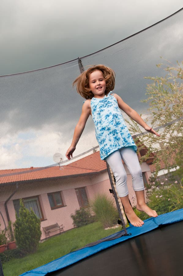 Big Fun - Child Jumping Trampoline Stock Image - Image of cute ...