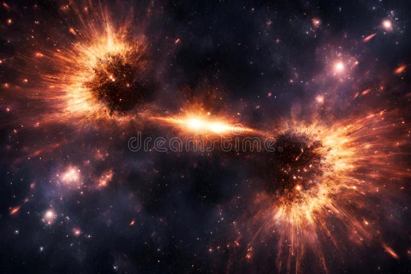 Big Galaxy Explosion in Space, Dark Space Background. Stock ...