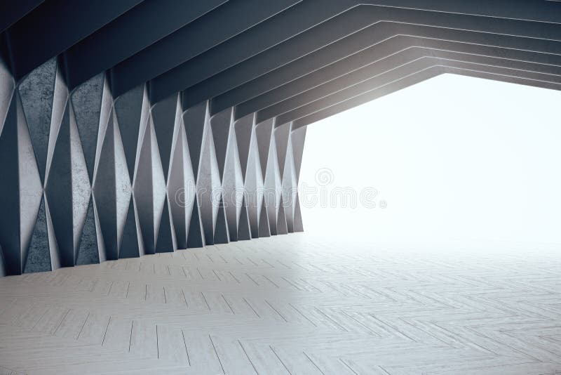 Big Gallery Hall Interior with Empty Decorative Wall Stock Illustration ...