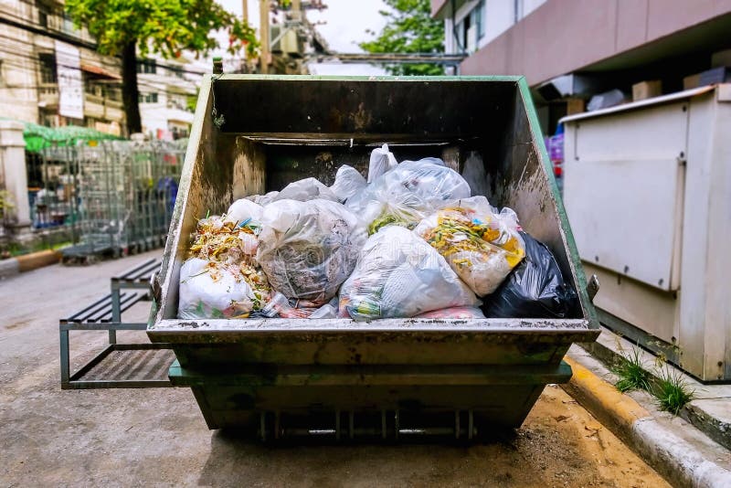 Big Garbage Container with Many Amounts of Trash Stock Image - Image of ...