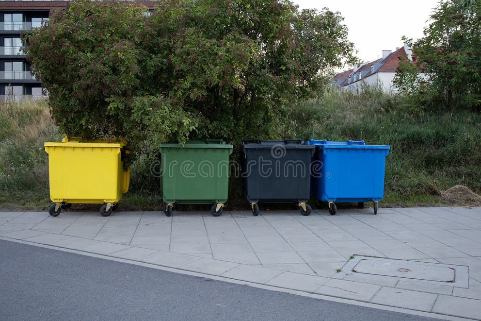 Big Garbage Sorting Cans on the Street Stock Image - Image of garbage ...