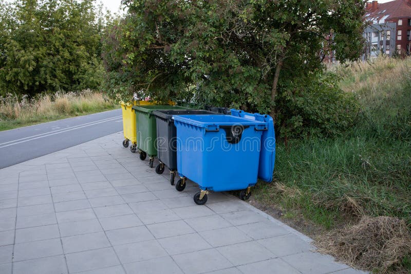 Big Garbage Sorting Containers on the Street Stock Photo - Image of ...