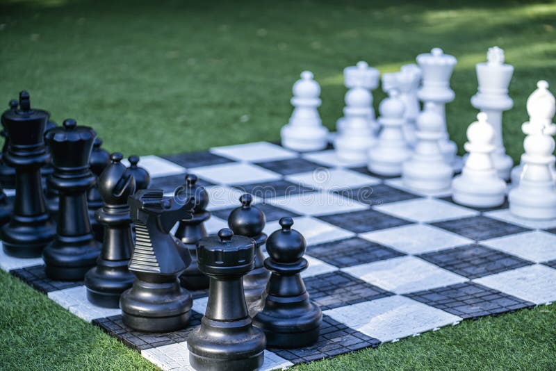 Big, Garden Chess Set on the Lawn Stock Photo - Image of green, match ...