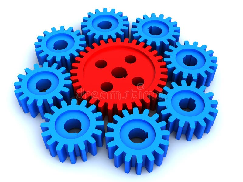 One Big Gear and Eight Small Gears Stock Illustration - Illustration of ...