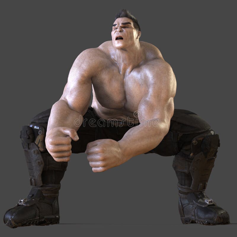 3D Illustration Big Giant Isolated on Gray Stock Illustration ...