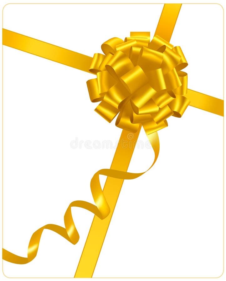 Big Gift Gold Bow with a Ribbon. Stock Vector - Illustration of card ...
