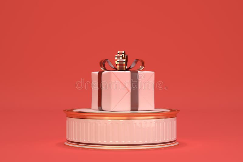 Big Gift on Stage Podium, 3D Rendering. 3D Illustration Stock ...