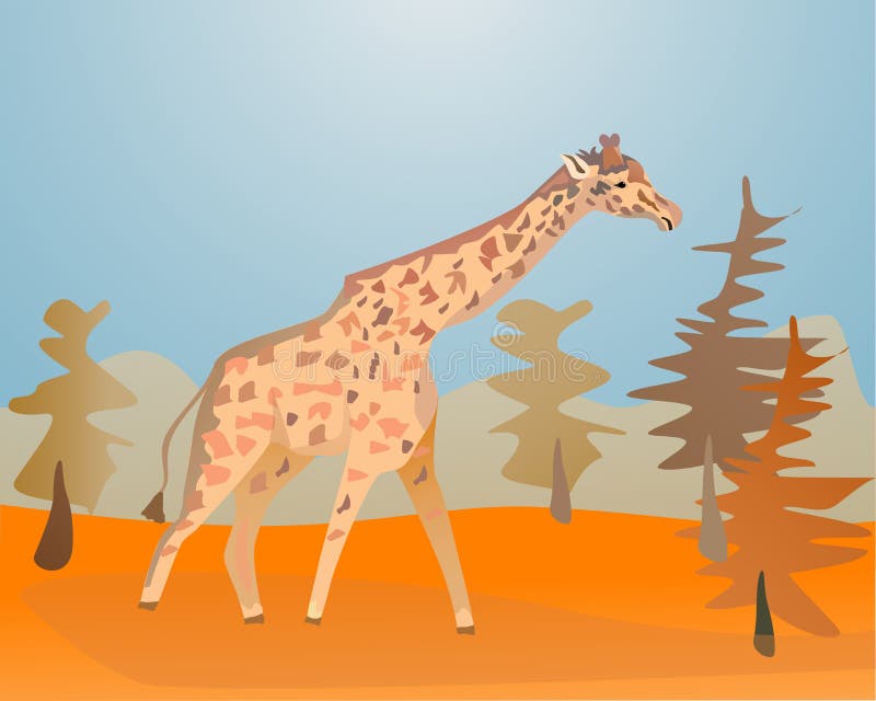 Big Giraffe in the Day and Tree Stock Illustration - Illustration of ...