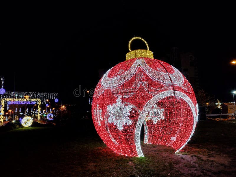 Big Globe Made of Lights in Baia Mare City, Romania Stock Image - Image ...