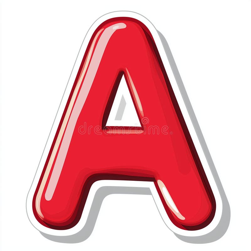 Glossy Red Capital Letter a with White Border and Drop Shadow ...