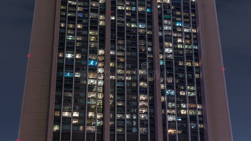 Big Glowing Windows in Modern Office and Residential Buildings ...