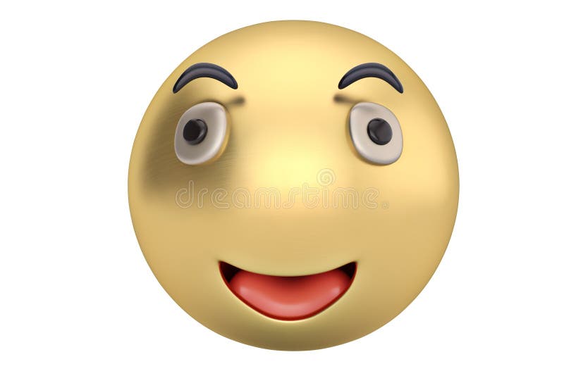 Big Gold Smile Emoticon.3D Illustration. Stock Illustration ...