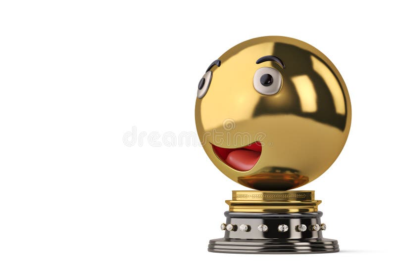 Big Gold Smile Emoticon Trophy.3D Illustration. Stock Illustration ...