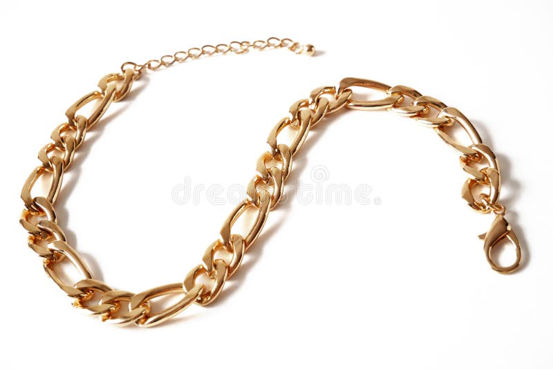 Big Golden Chain Isolated on White Background Stock Image - Image of ...