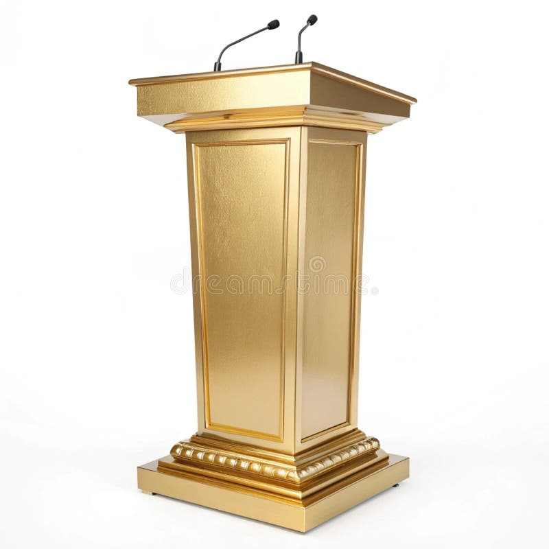 Big Golden Empty Podium Isolated on White Background Stock Illustration ...