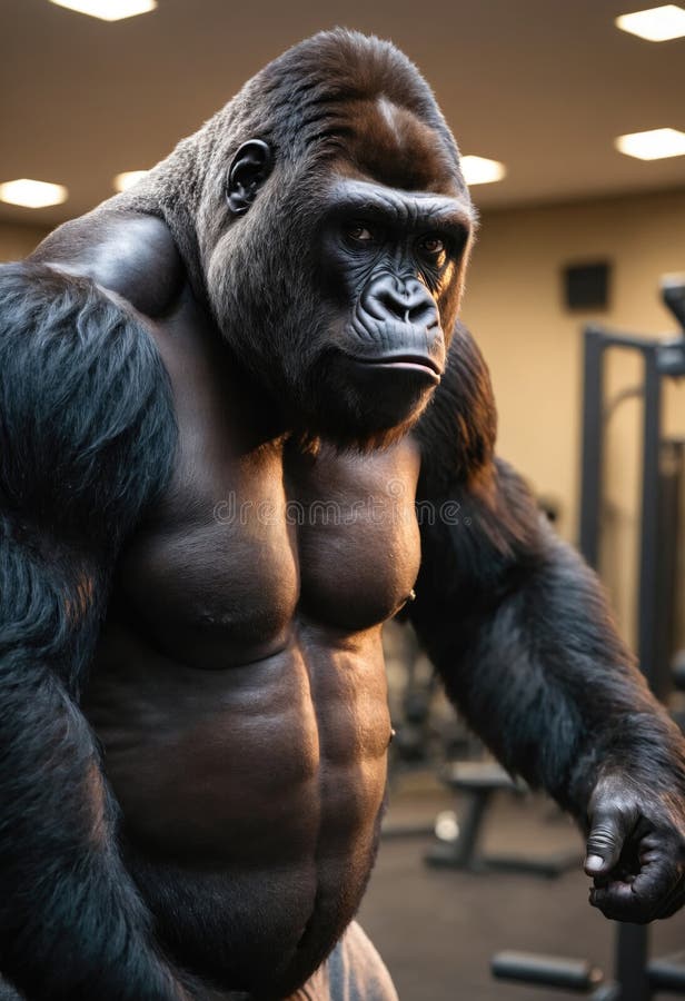Big Gorilla at the Gym. Portrait of a Muscle Guy Stock Illustration ...
