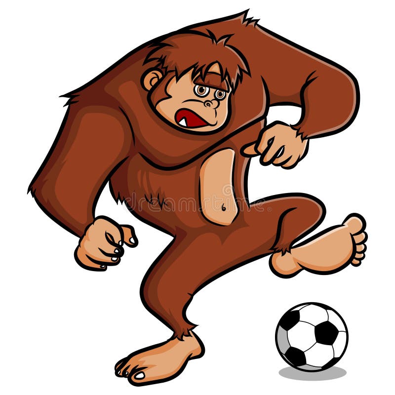 The Big Gorilla is Playing Football and Kicking it Stock Vector ...