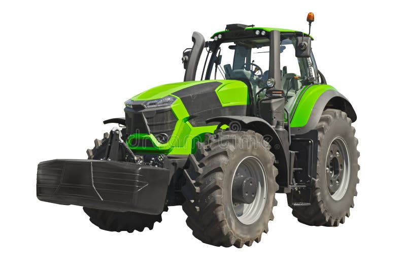 Big Green Agricultural Tractor, Front View Stock Image - Image of ...