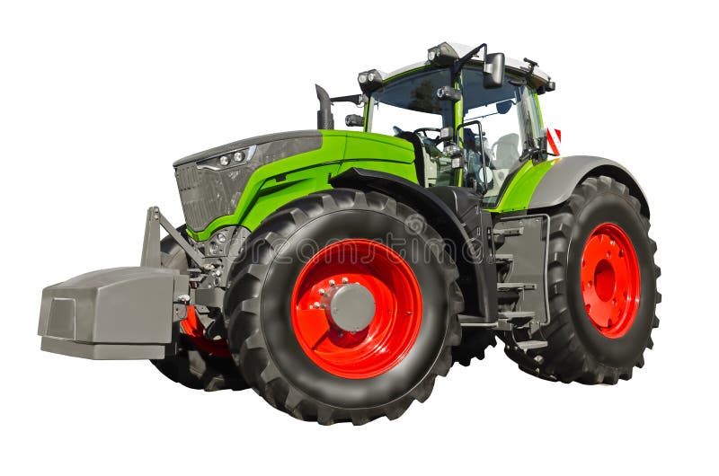 Big Green Agricultural Tractor, Front View Stock Image - Image of ...