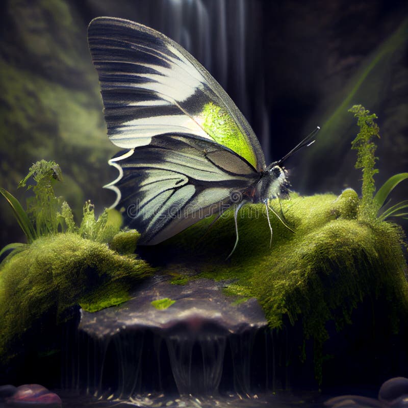 Big Green Butterfly. Generative AI Stock Illustration - Illustration of ...