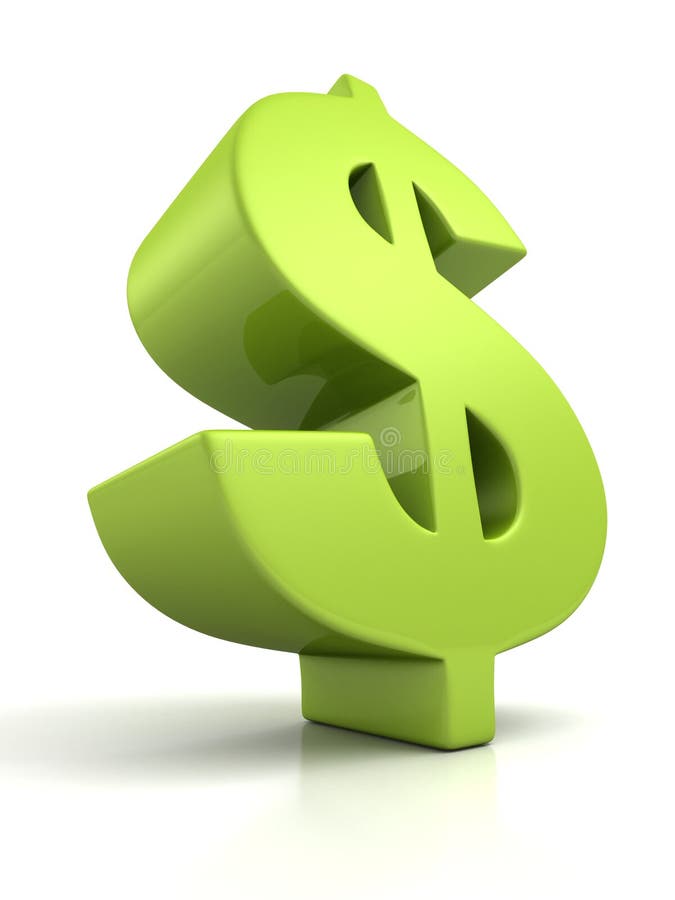Big Green Curved Dollar Sign on White Stock Illustration - Illustration ...