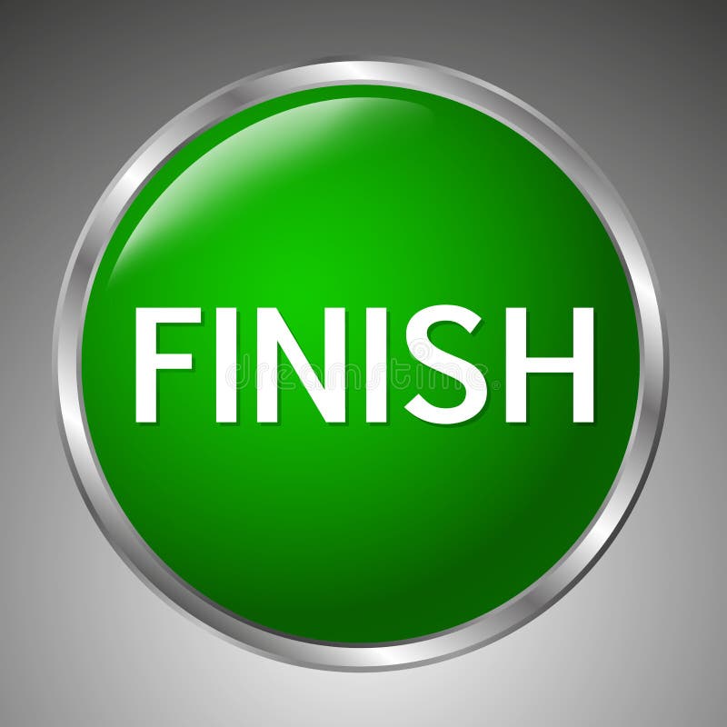 The Red Button, Finish, 3d Concept Isolated Stock Illustration ...