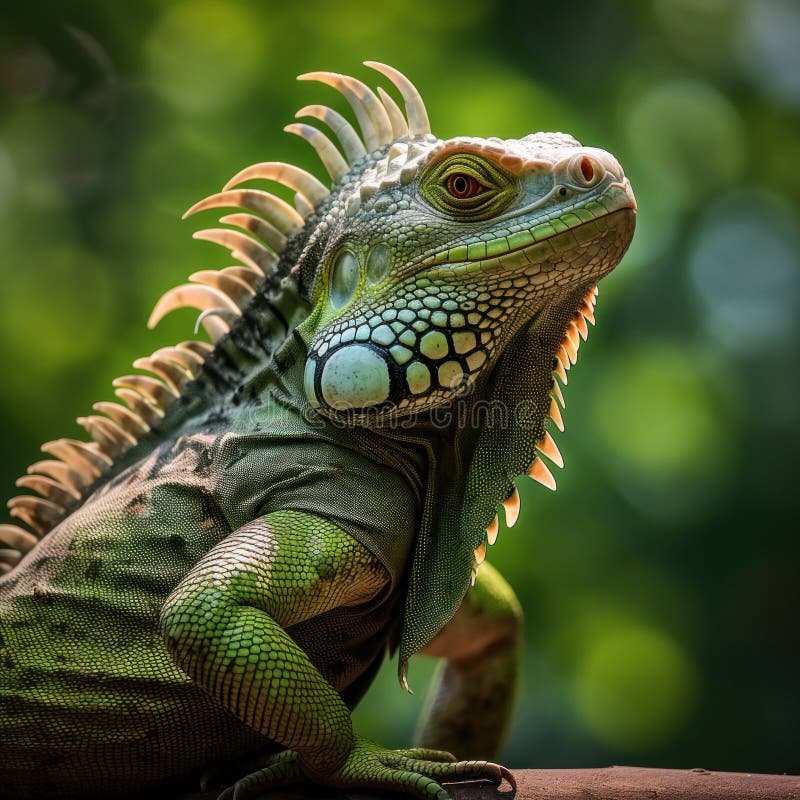 A Big Green Iguana Lizard in Nature Stock Illustration - Illustration ...